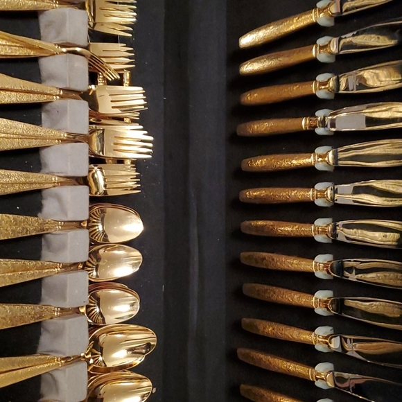SV Supreme | Dining | Vintage Gold Platedstainless Steel Flatware ...